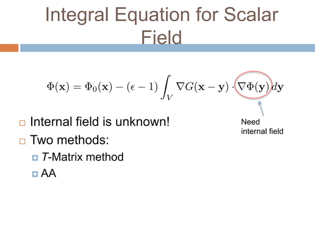 Integral Equation Formulation of Electromagnetic Scattering from Small Particles | PPT