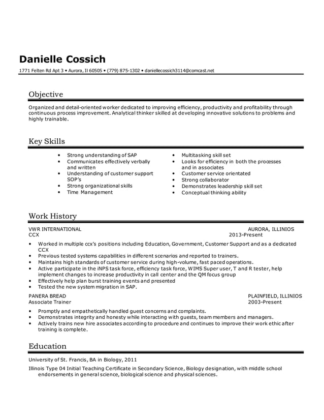 Resume Danielle Cossich | DOCX | Business | Business and Finance
