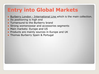 Burberry in Global Markets | PPTX