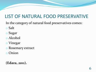 FOOD PRESERVATIVE AND ITS EFFECTS ON FERTILTY | PPTX