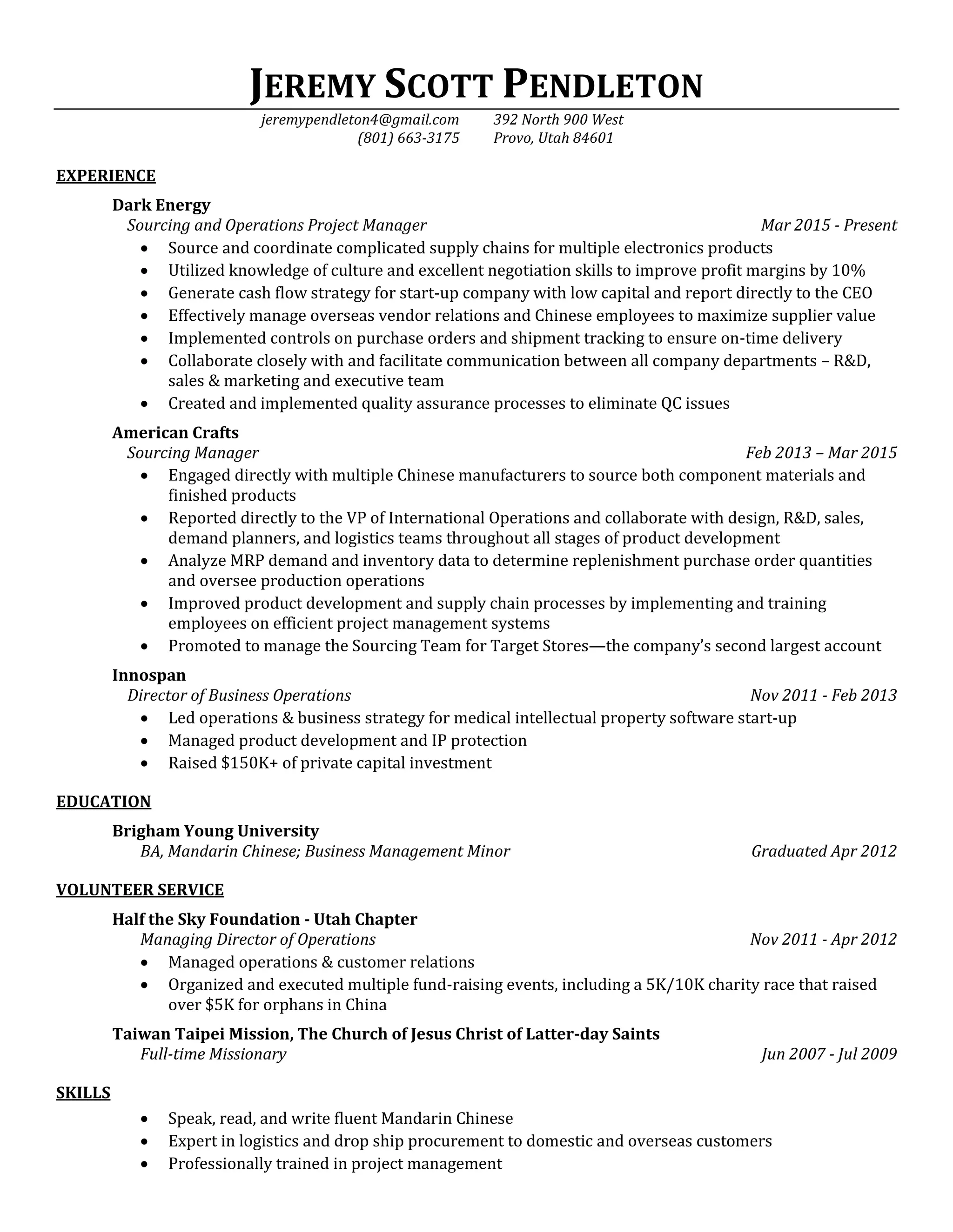 Jeremy Pendleton - Resume | PDF