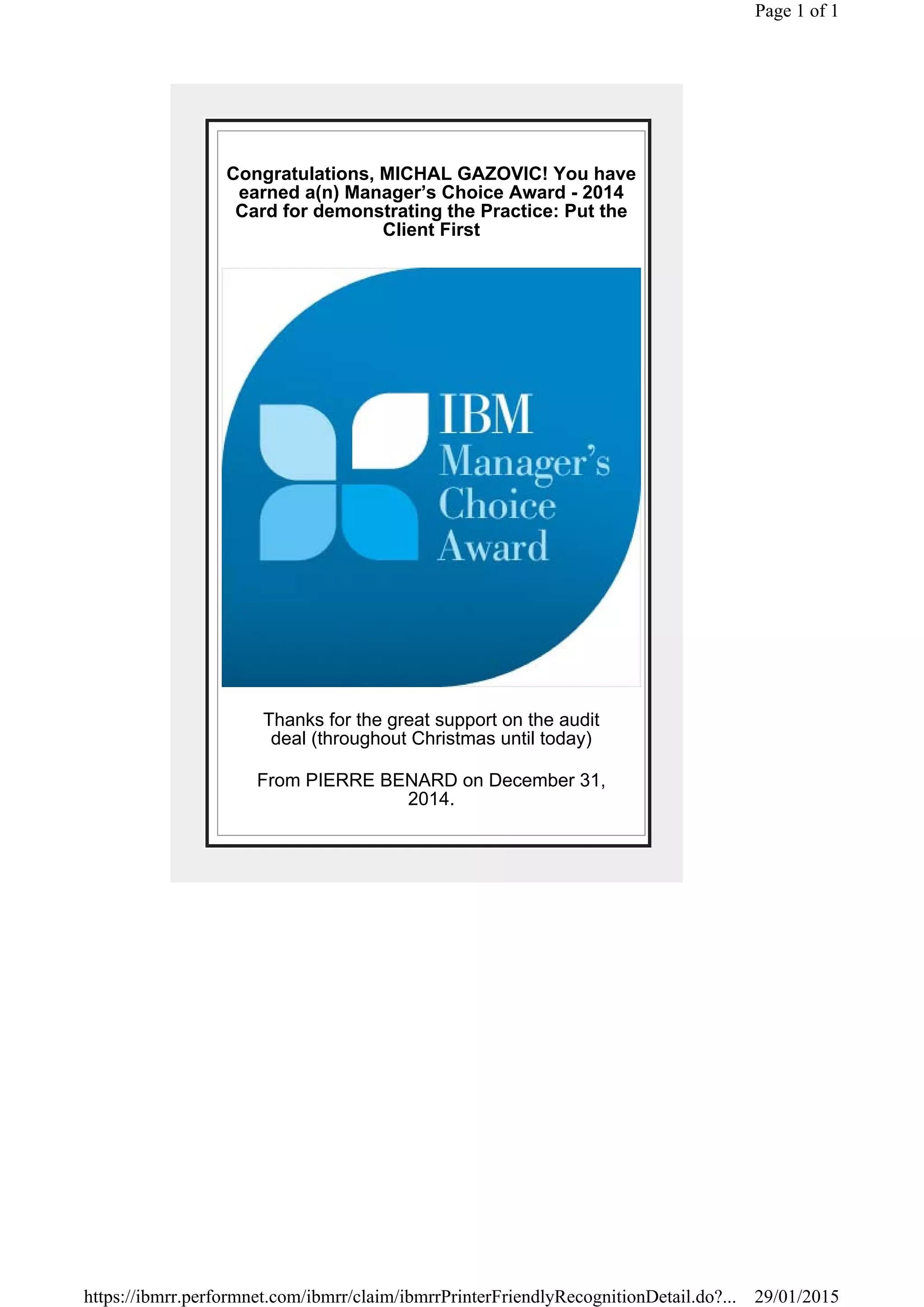 IBM recognition award | PDF