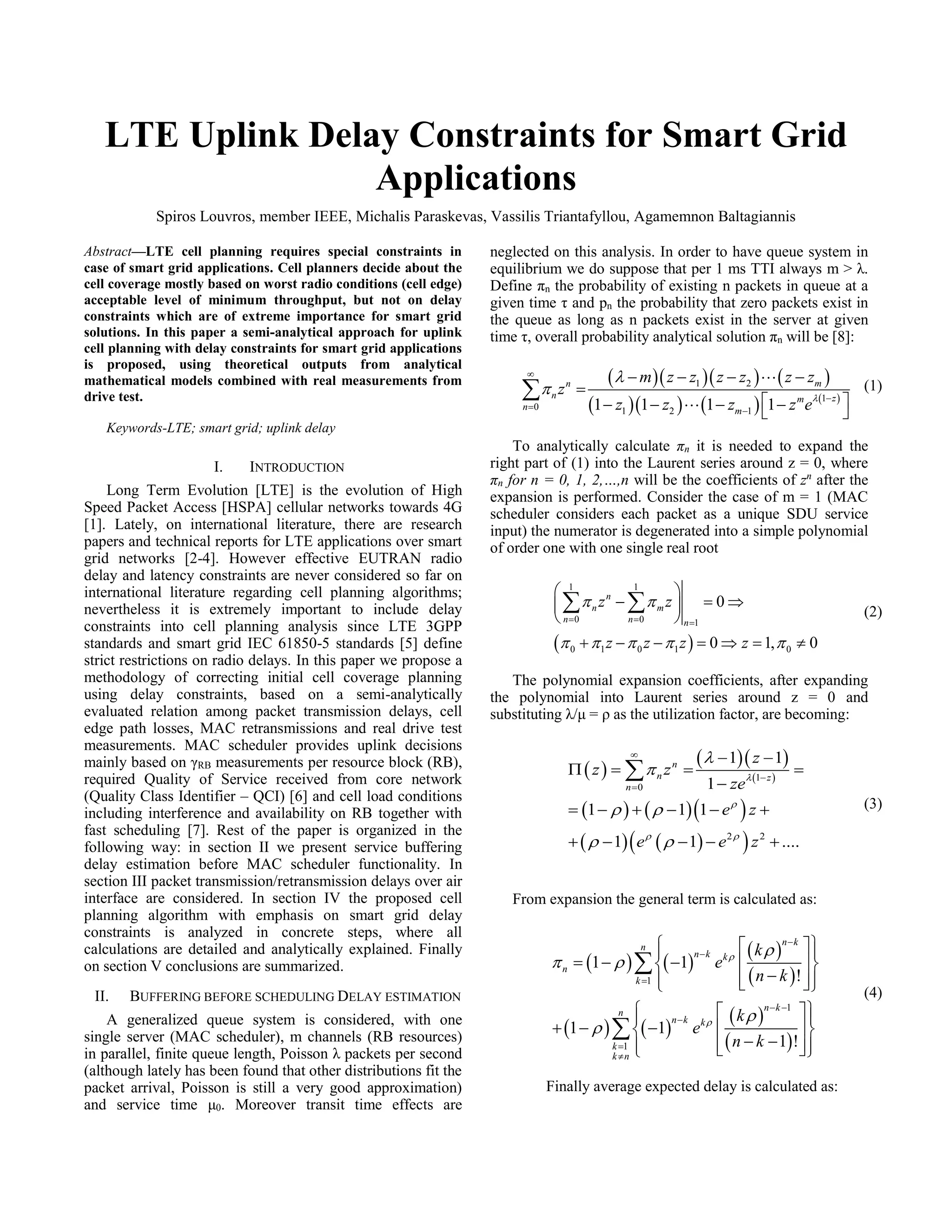 IEEE CAMAD 2014_LTE Uplink Delay Constraints for Smart Grid Applications | PDF | Computer ...