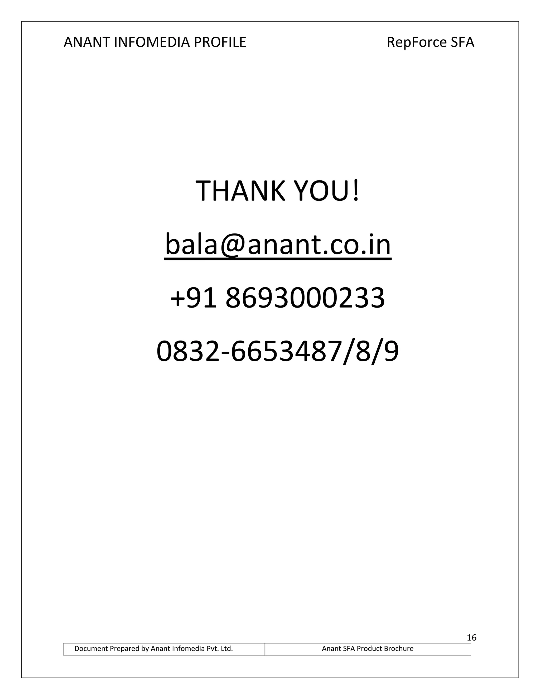 Anant_SFA_RepForce_Brochure | PDF