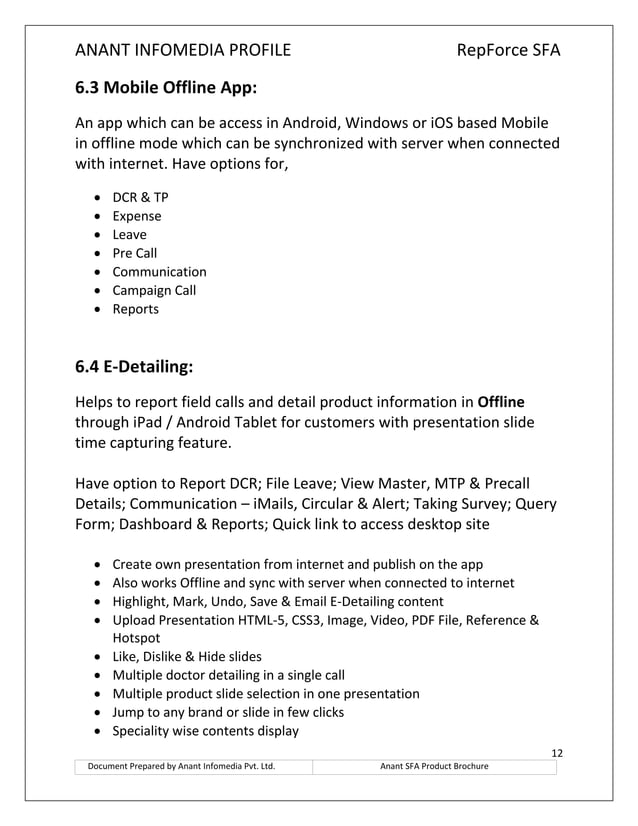 Anant_SFA_RepForce_Brochure | PDF | Computer Software and Applications | Computing