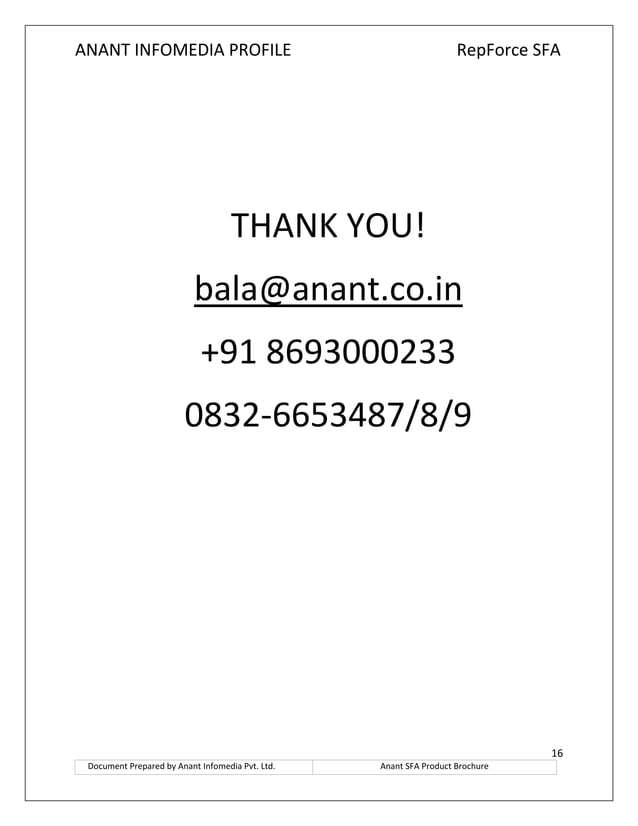 Anant_SFA_RepForce_Brochure | PDF | Computer Software and Applications | Computing