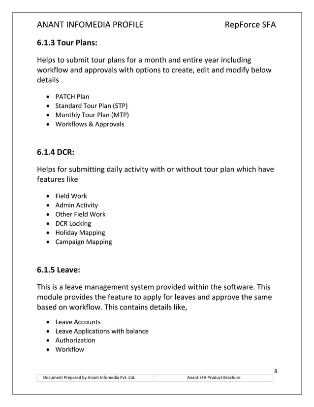 Anant_SFA_RepForce_Brochure | PDF | Computer Software and Applications ...