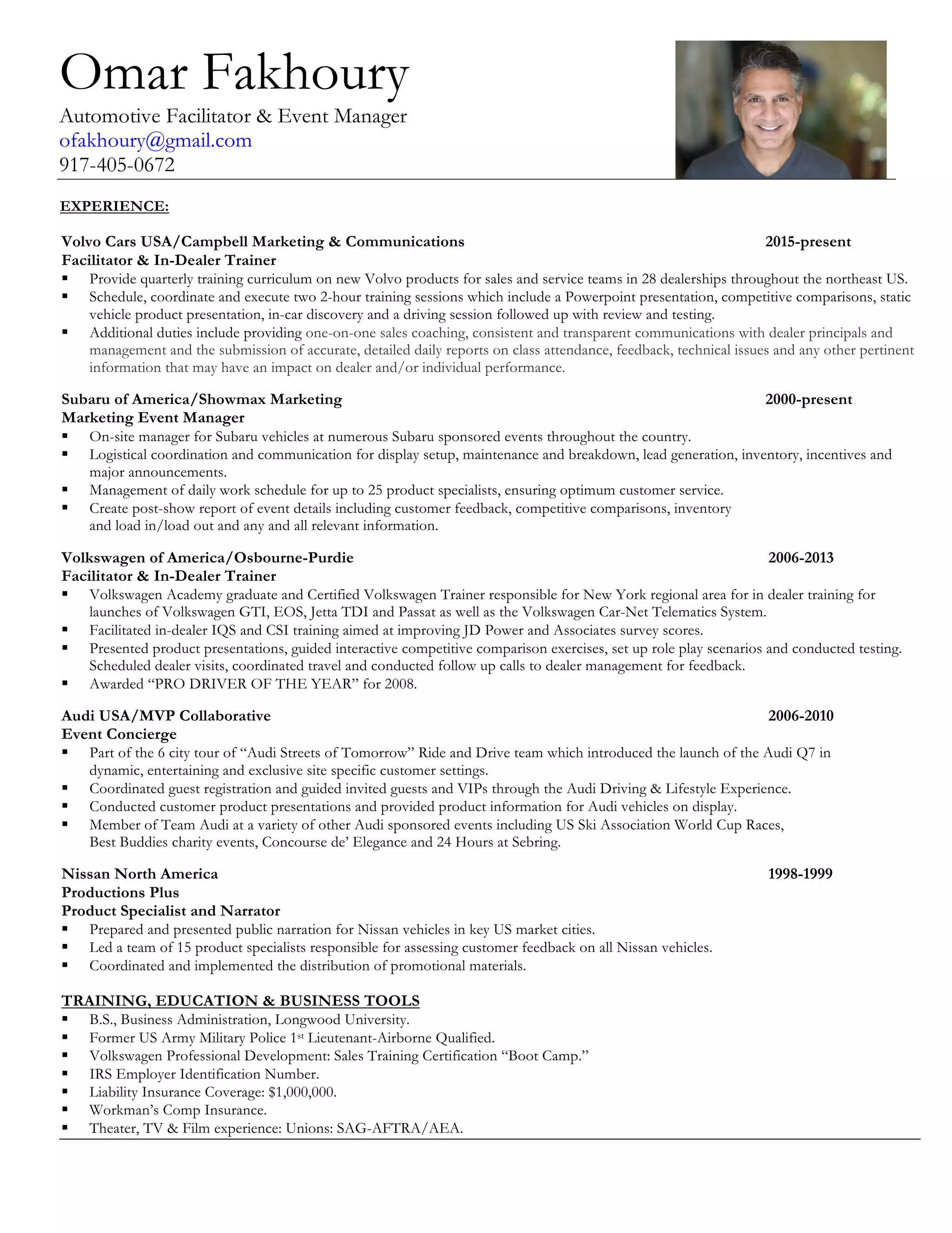 OMAR FAKHOURY AUTO RESUME 2016 | PDF