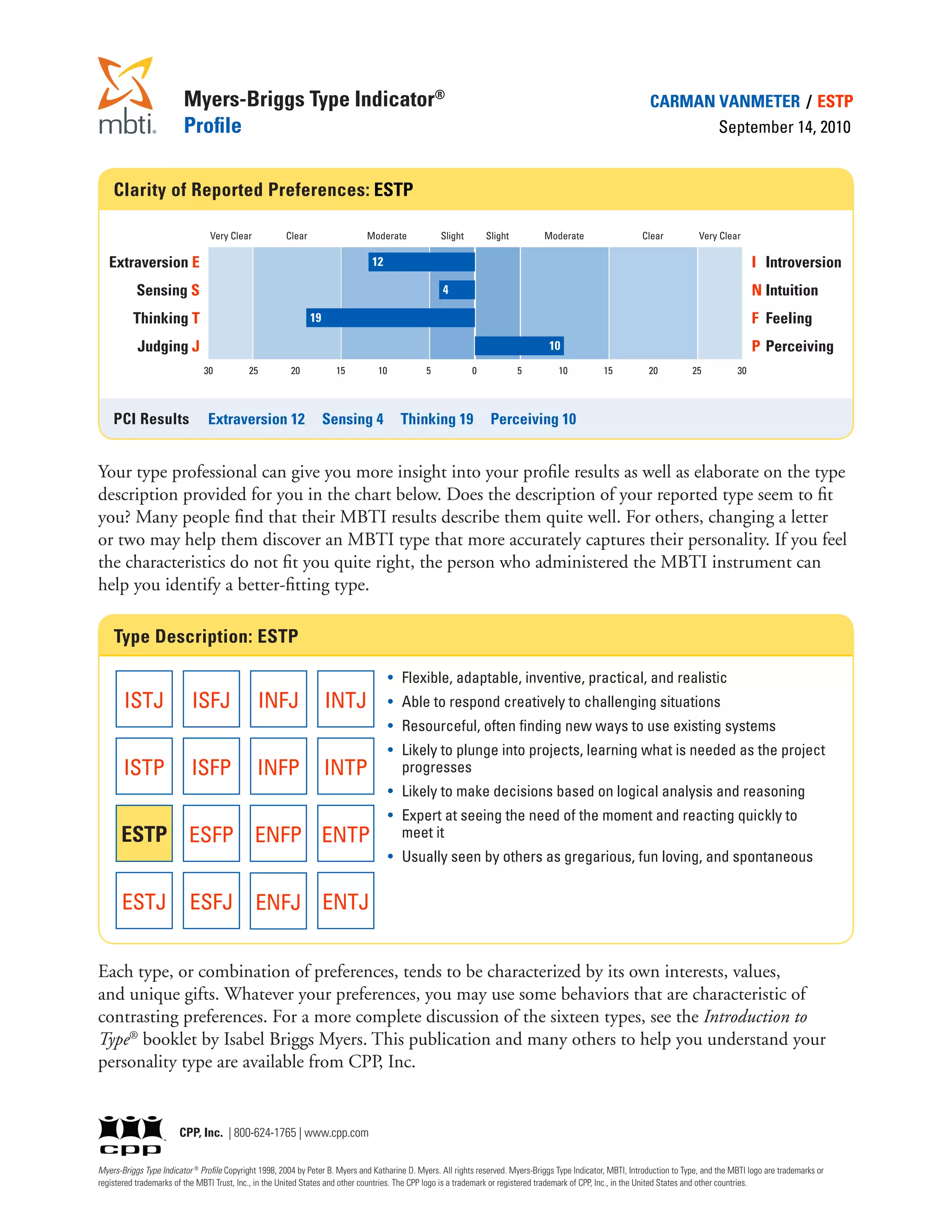 Myers-Briggs Type Indicator_VanMeter | PDF