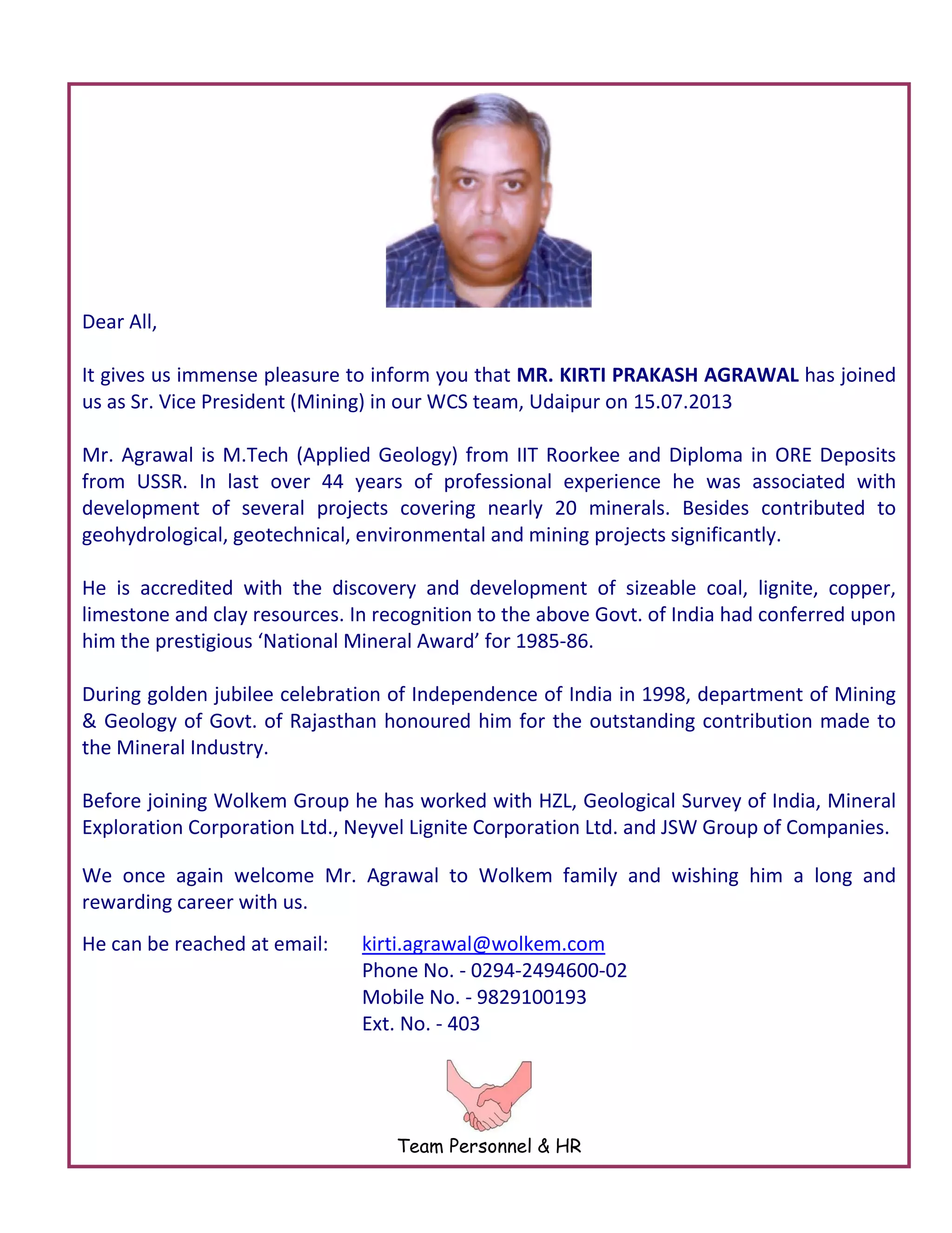 WELCOME LETTER FROM WOLKEM INDIA LTD. | PDF