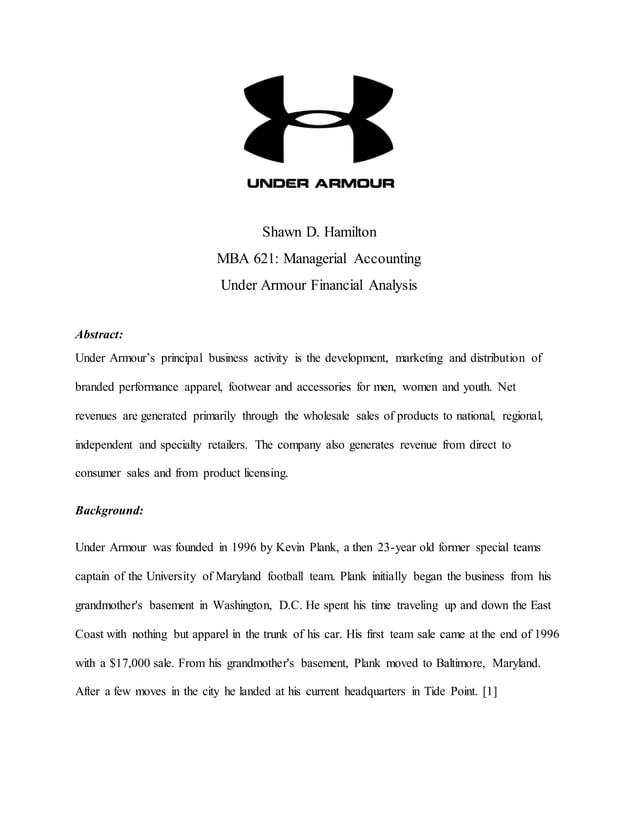 Under Armour Paper | DOCX | Apparel Industry | Industries