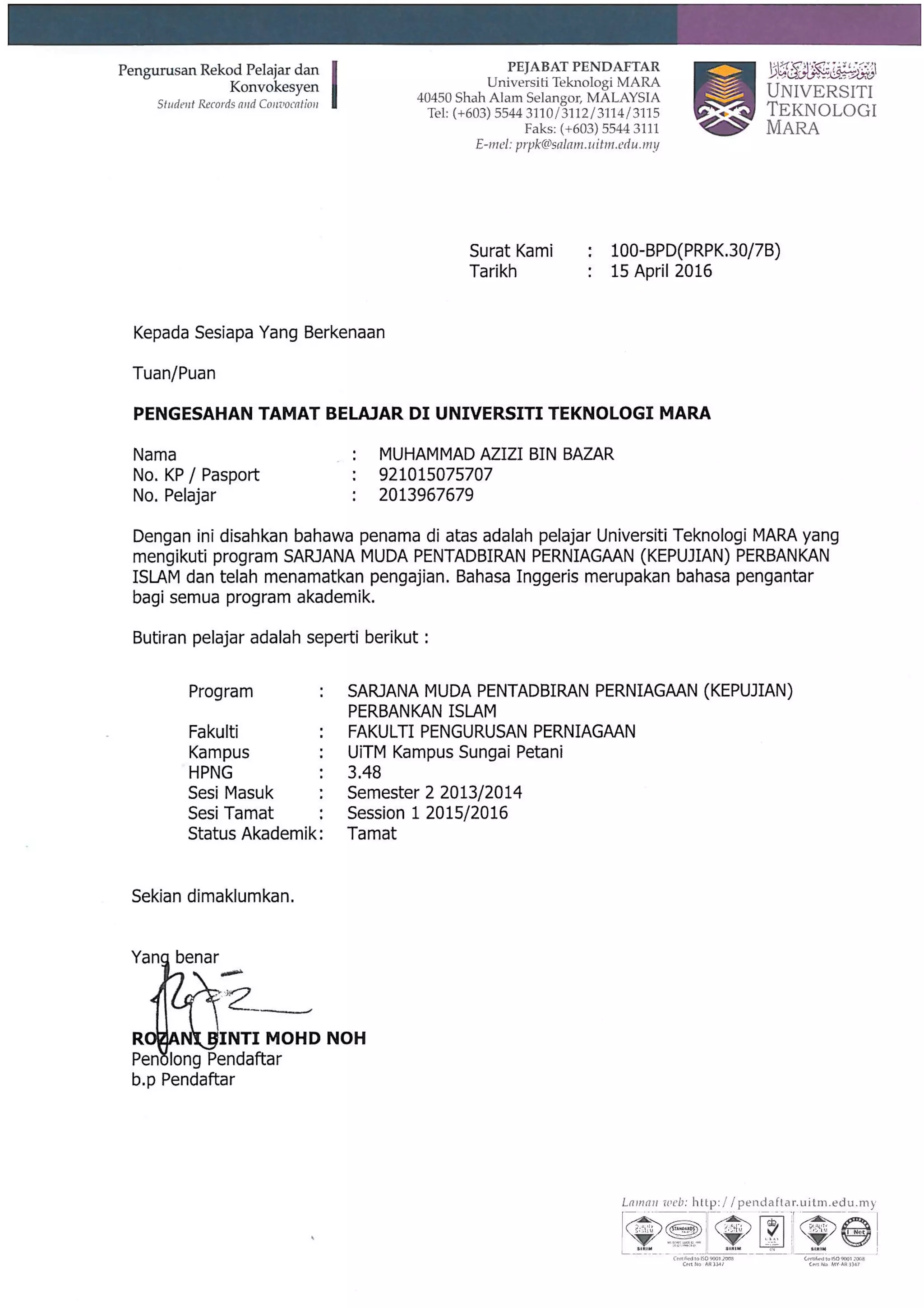 official degree transcript | PDF