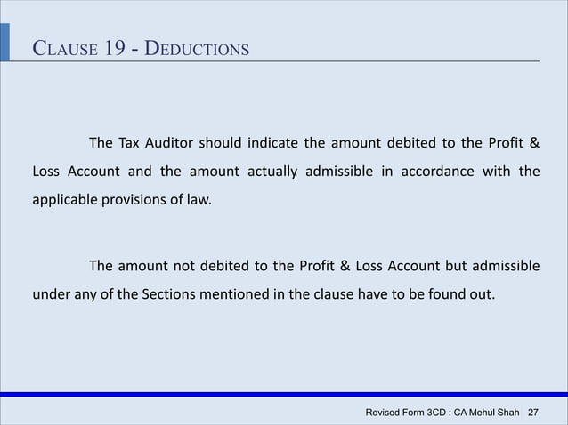 Revised Form 3CD presentation | PPT