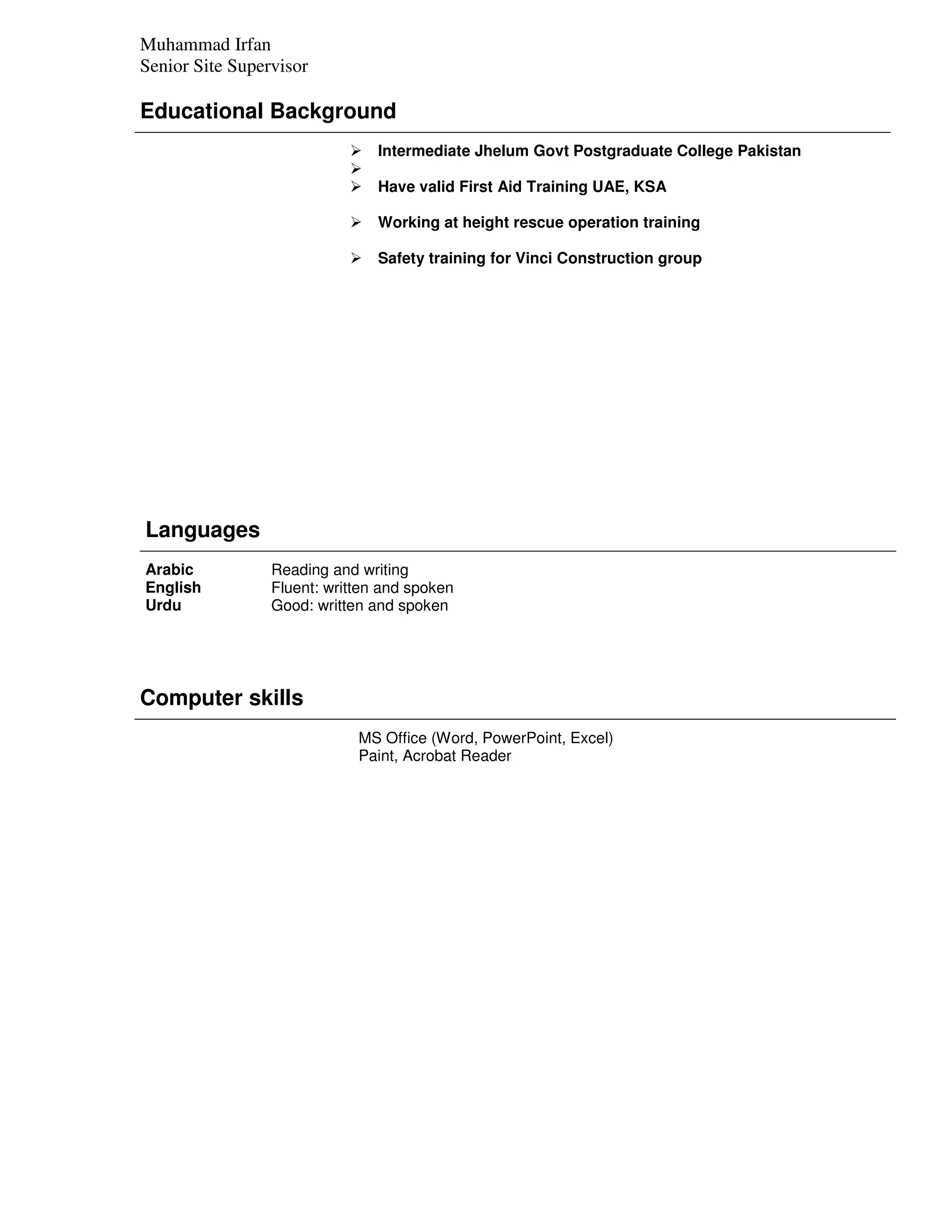 Muhammad Irfan cv 2 _2_ (1) | PDF