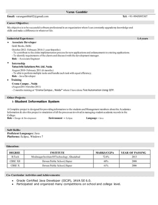 Varun Gambhir BE [CS]E | PDF