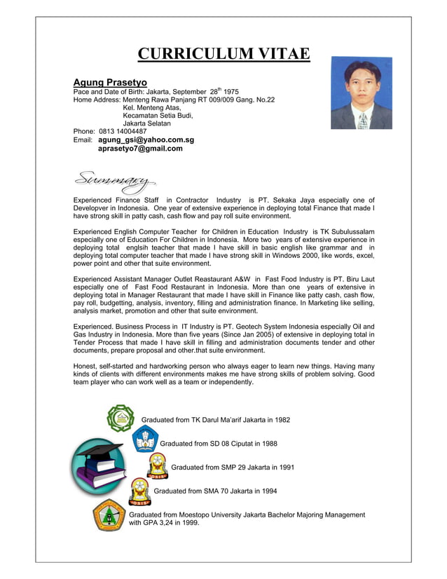 CV Agung Prasetyo | PDF