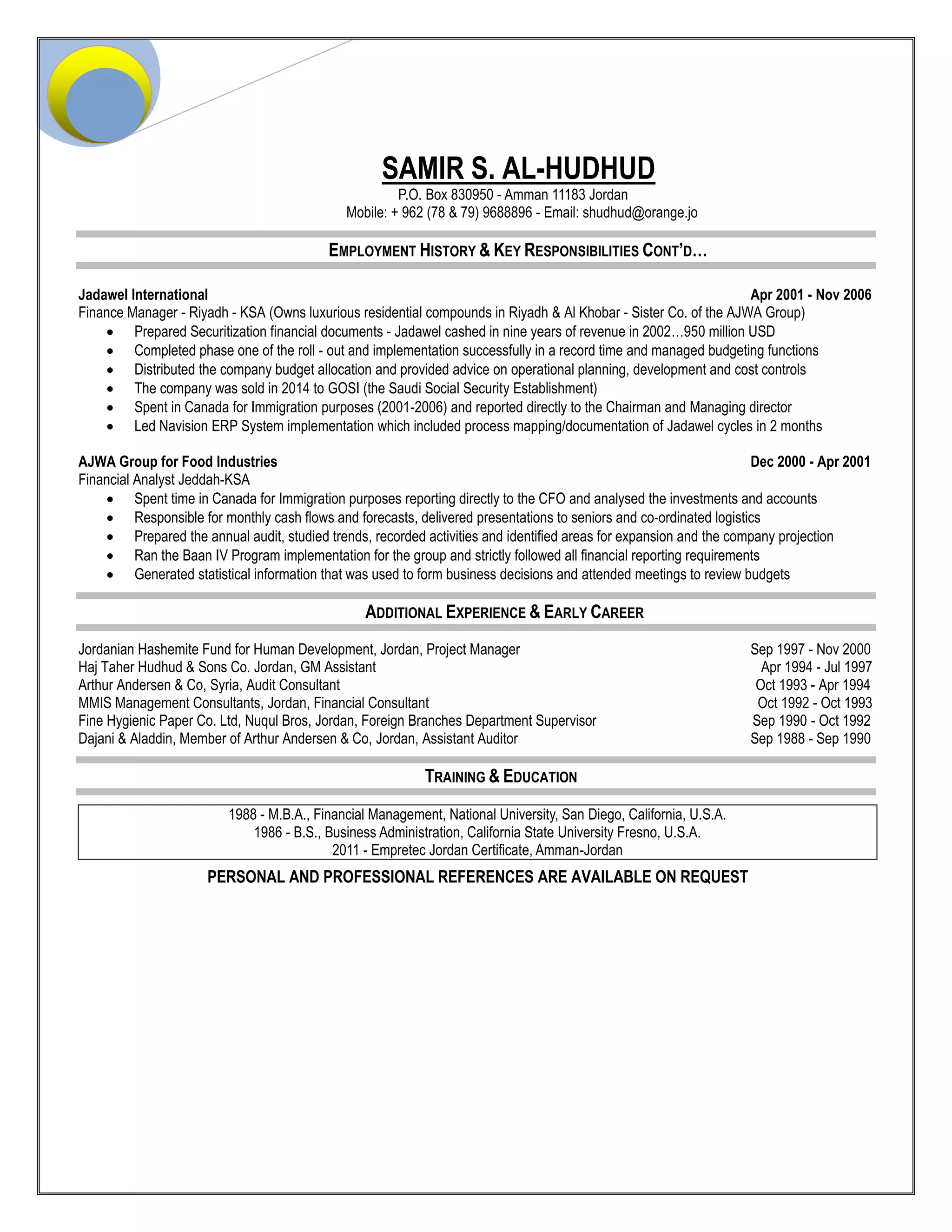 SAMIR S. AL-HUDHUD CV - MENA | PDF
