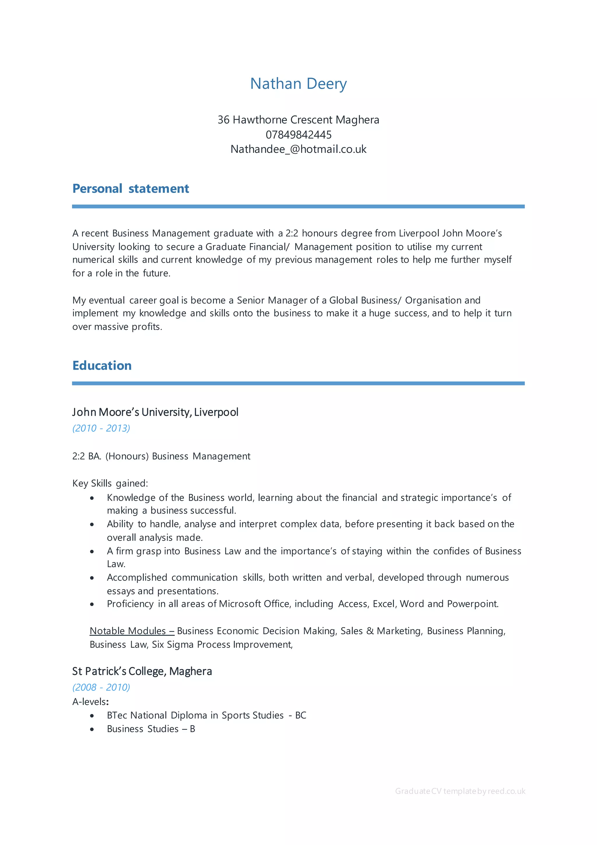 nathan - cv | DOCX | Business Administration | Business