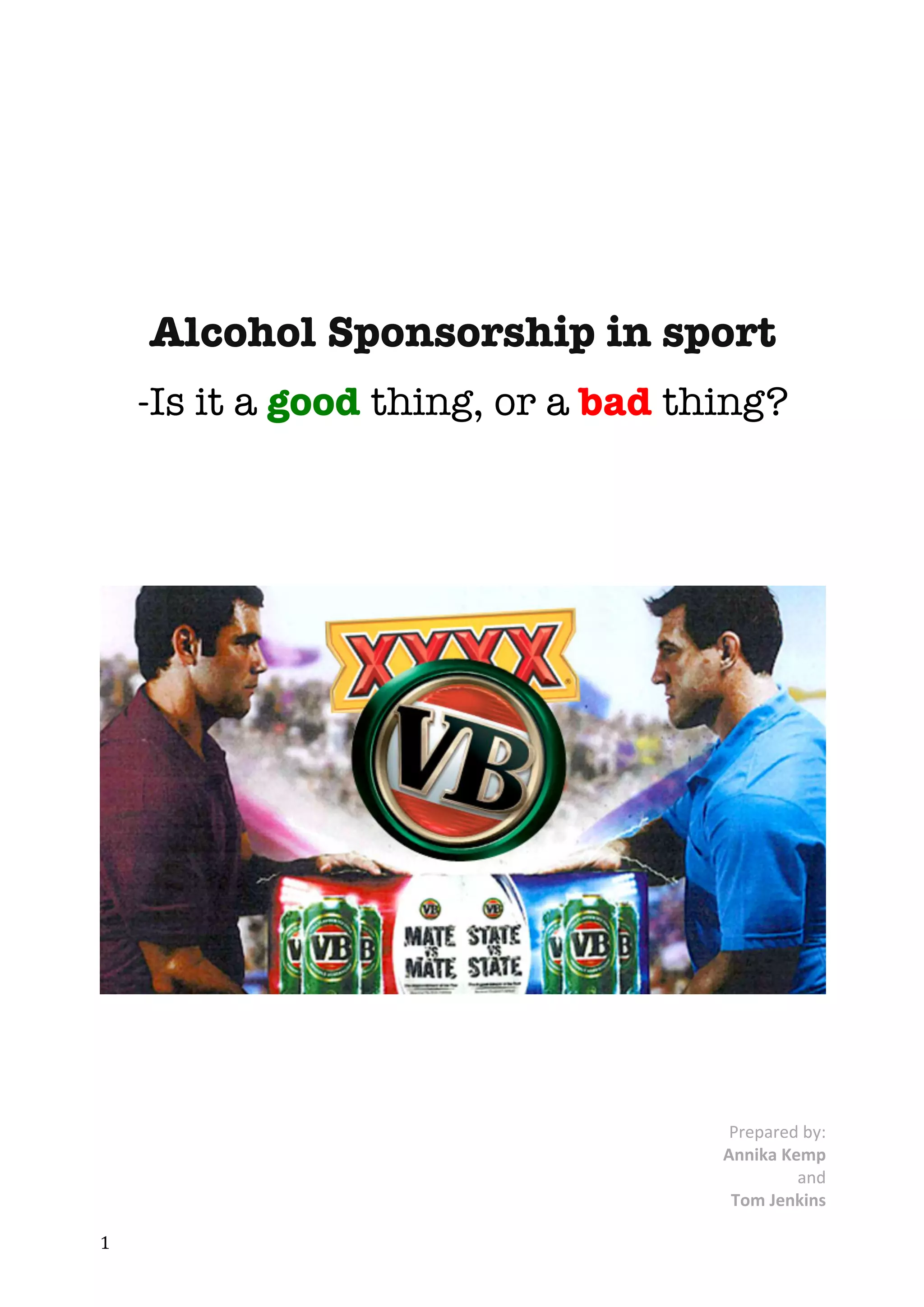 Alcohol Sponsorship in Sport Report | PDF