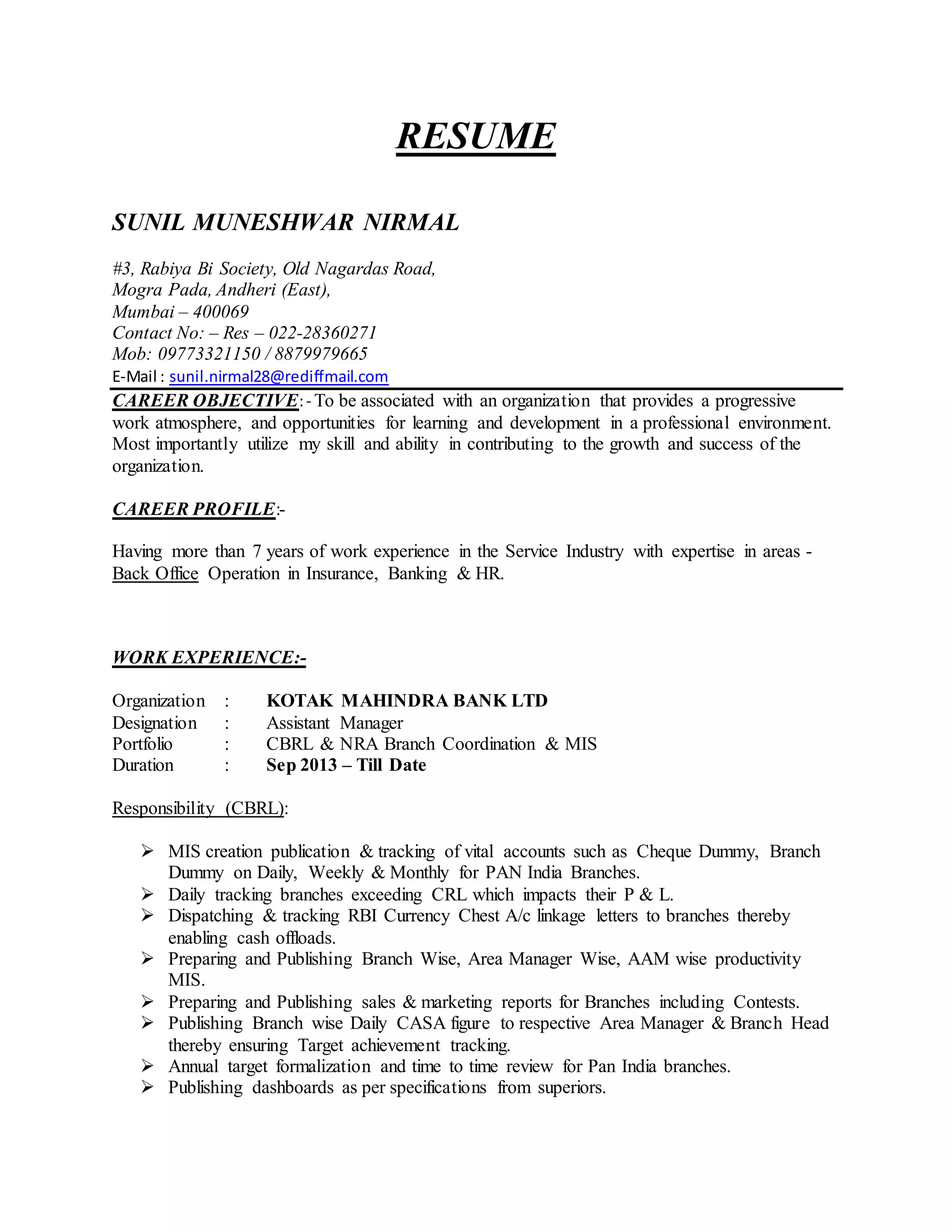 SUNIL_RESUME | PDF