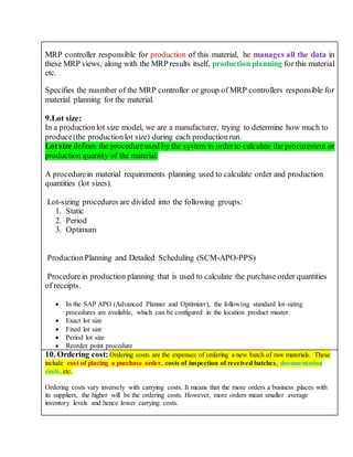 MRP views in Material Master | DOCX