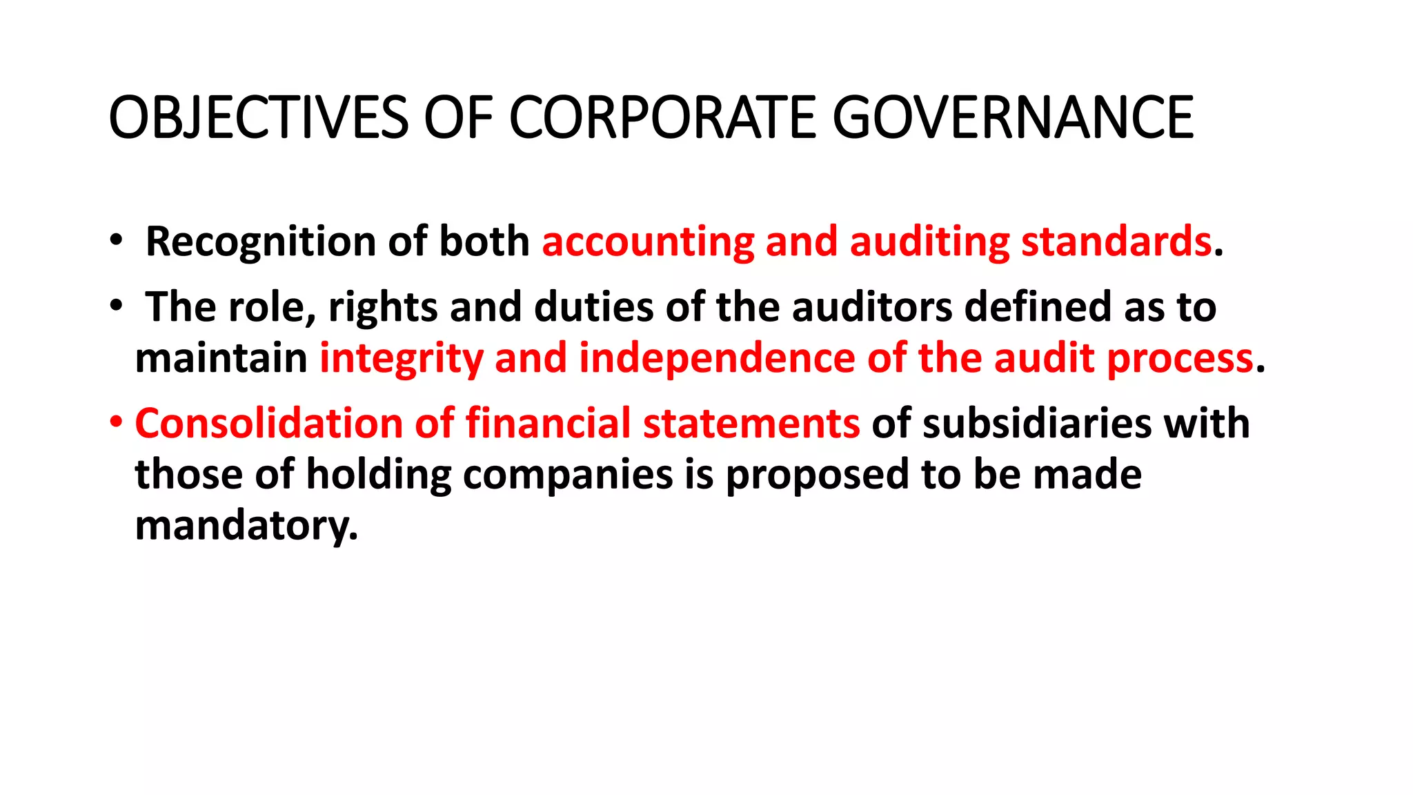objectives of corporate governance | PPTX