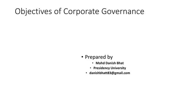 objectives of corporate governance | PPTX | Business Accounting ...