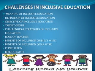 3 challenges in inclusive education | PPTX