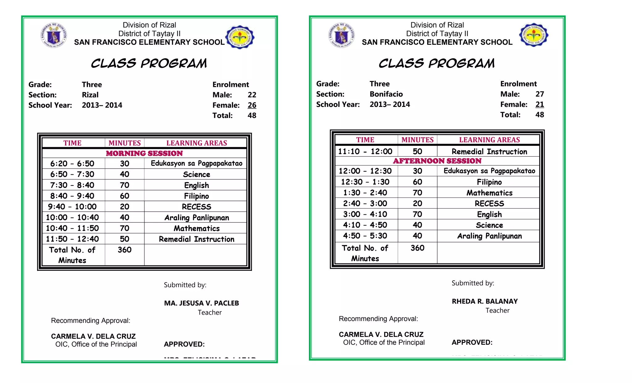 3 class program 2013 2014 | PPT