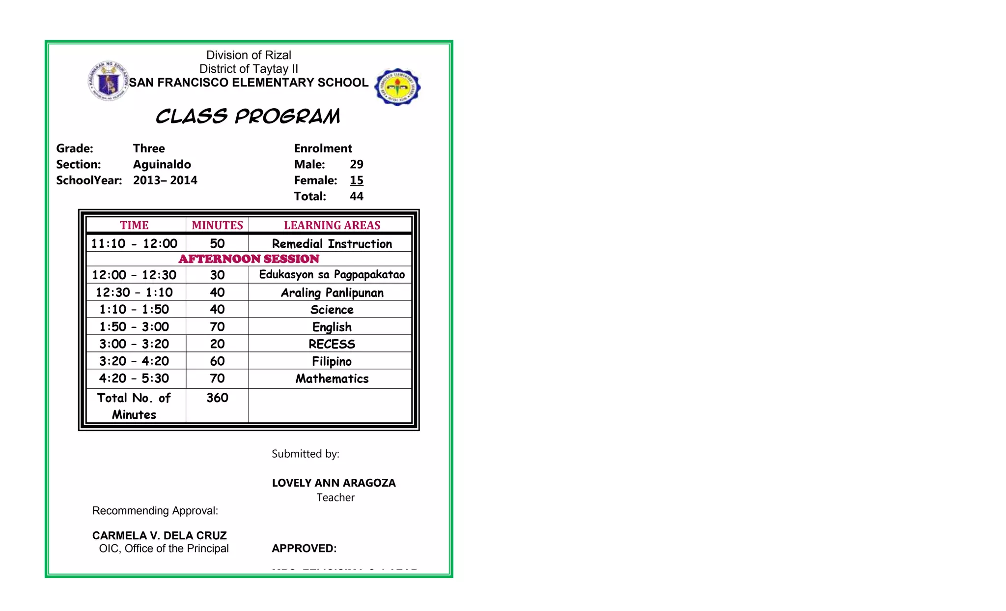 3 class program 2013 2014 | PPT