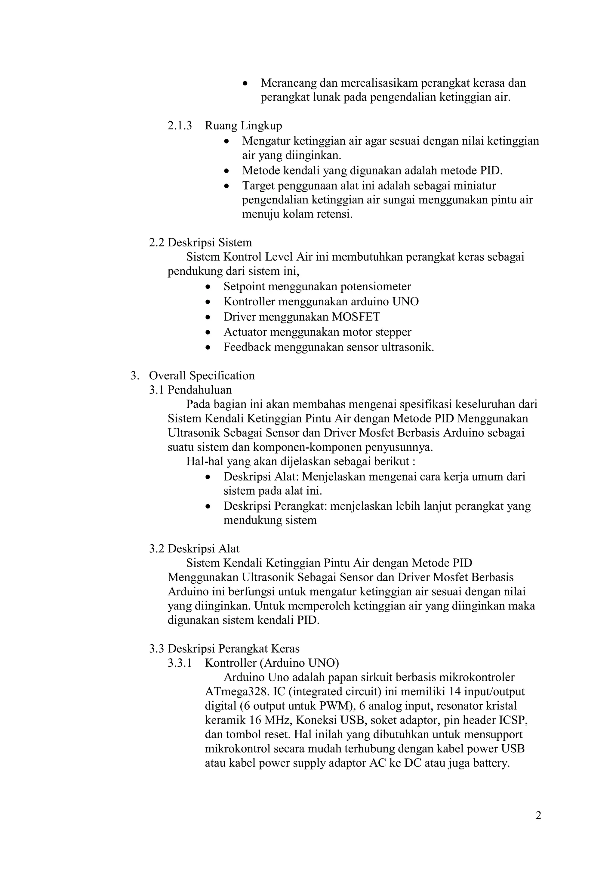 Sistem Kendali Ketinggian Air Menggunakan PID | PDF