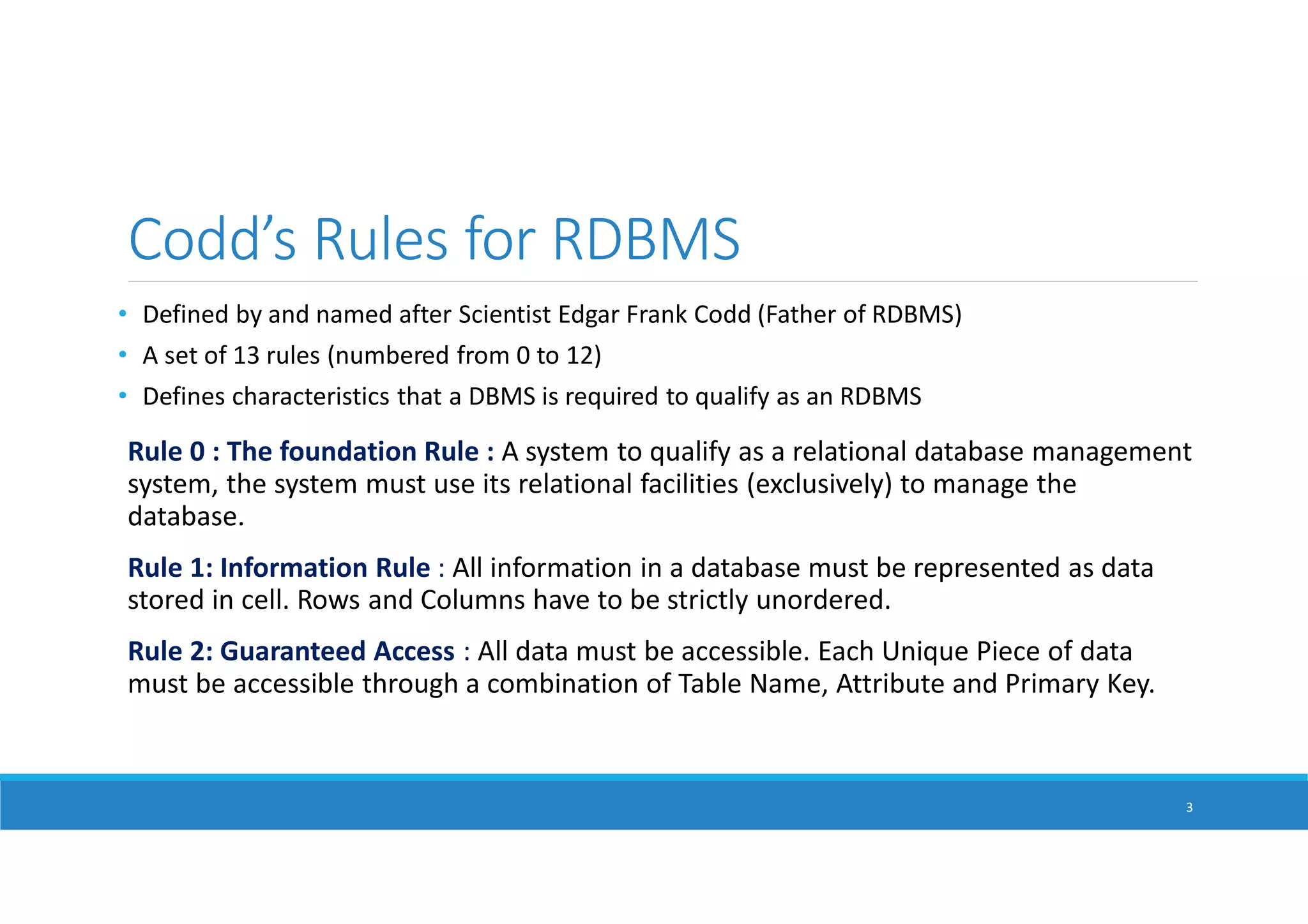 Codd's Rules for Relational Database Management Systems | PDF