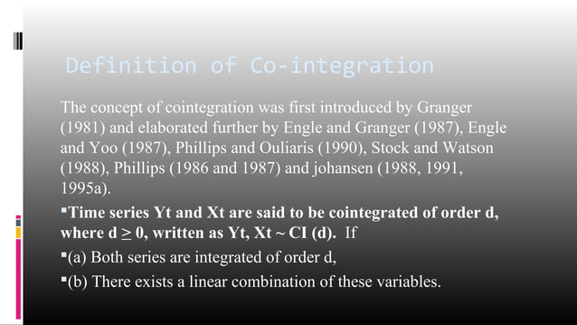 Co-integration | PPT | Business Accounting & Finance | Business
