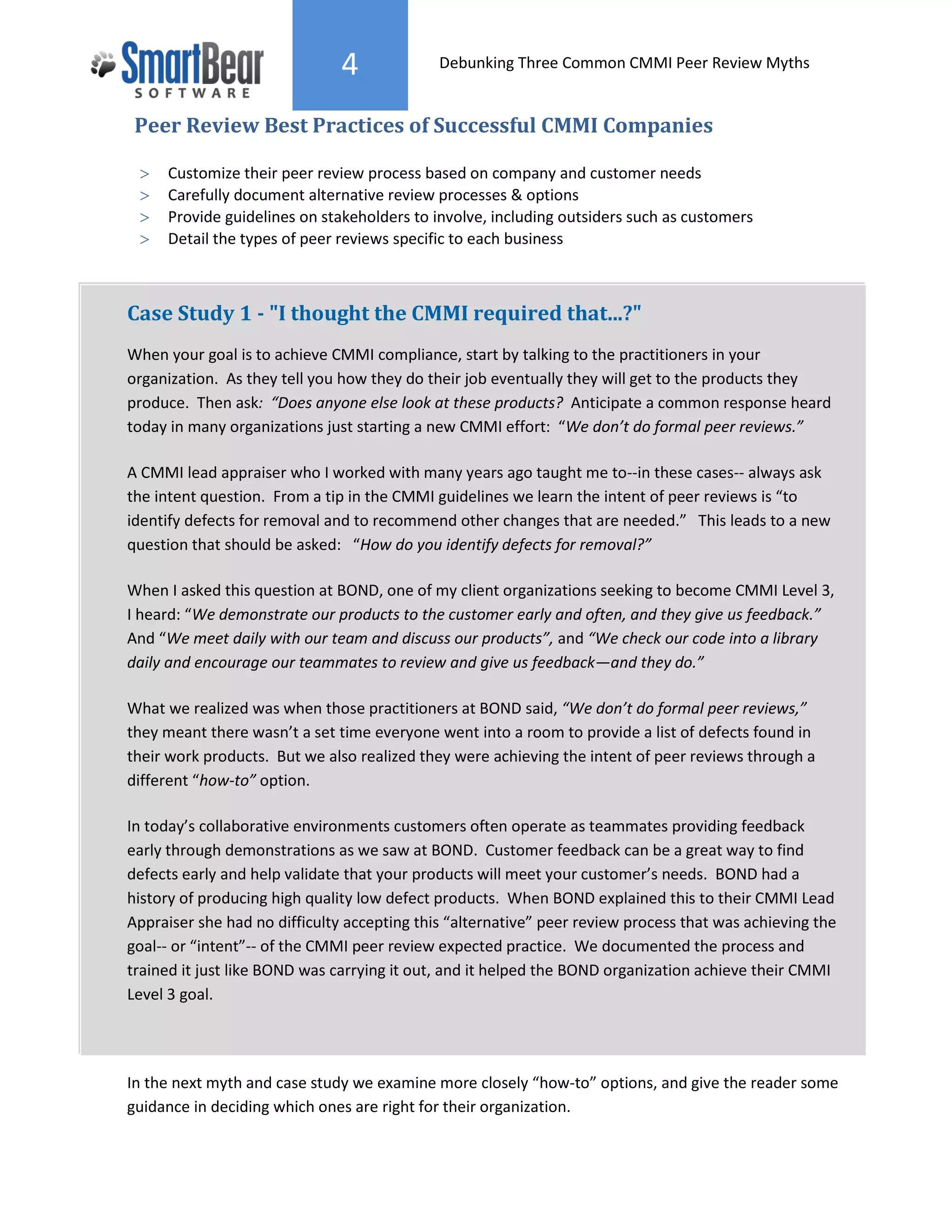 Common CMMI Peer Review Myths | PDF