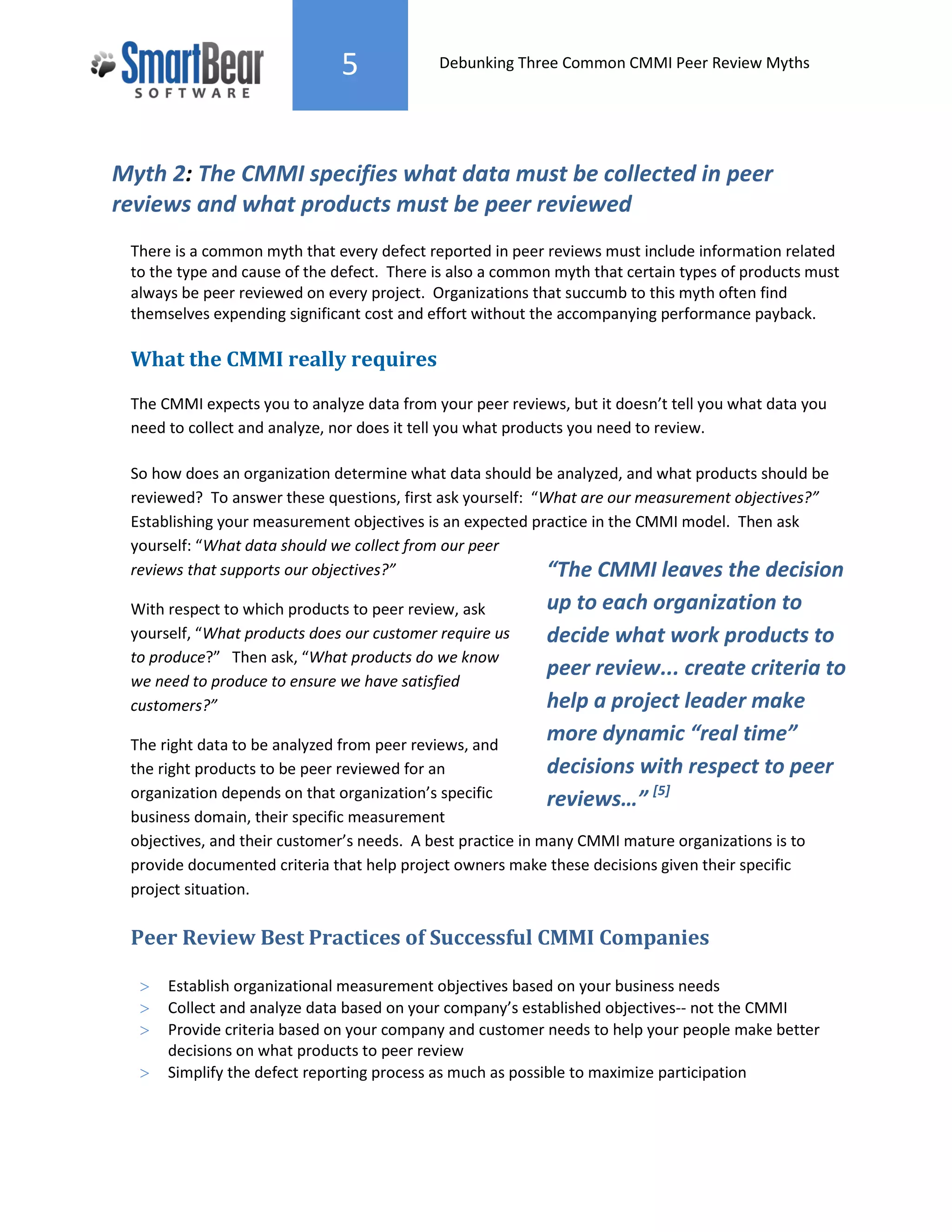 Common CMMI Peer Review Myths | PDF