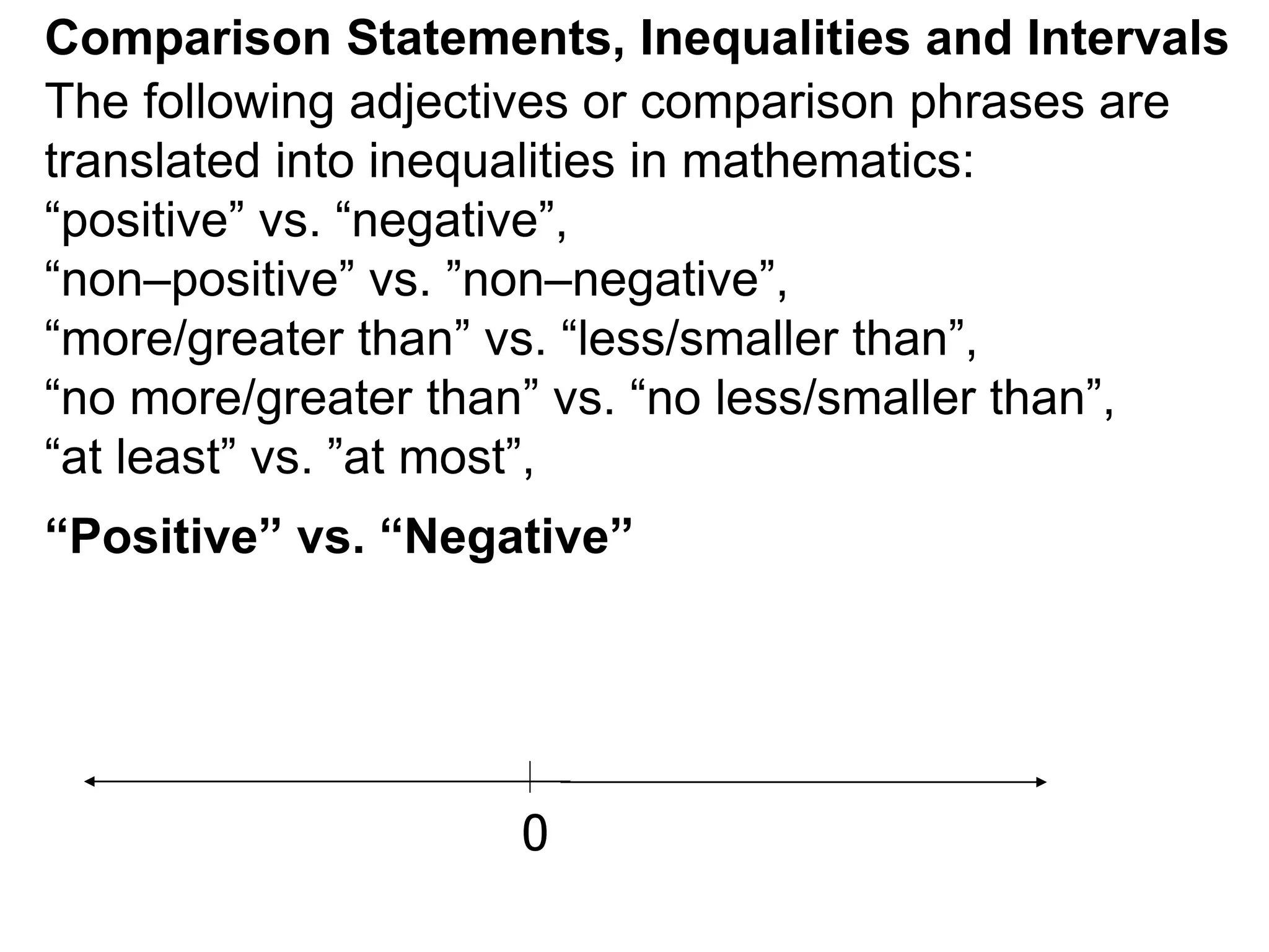 3 comparison statements, inequalities and intervals x | PPT