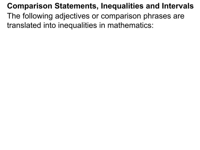 3 comparison statements, inequalities and intervals x | PPT