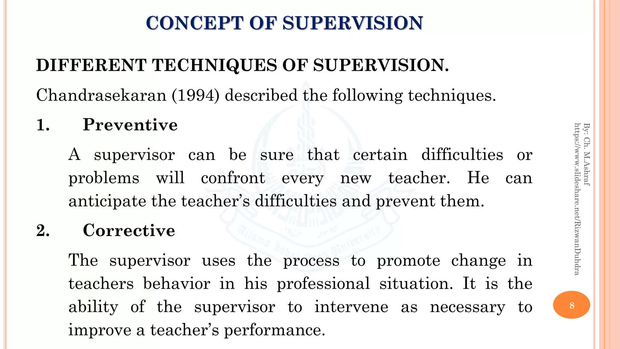 Concept of Supervision IN EDUCATIONAL LEADERSHIP AND MANAGEMENT | PDF