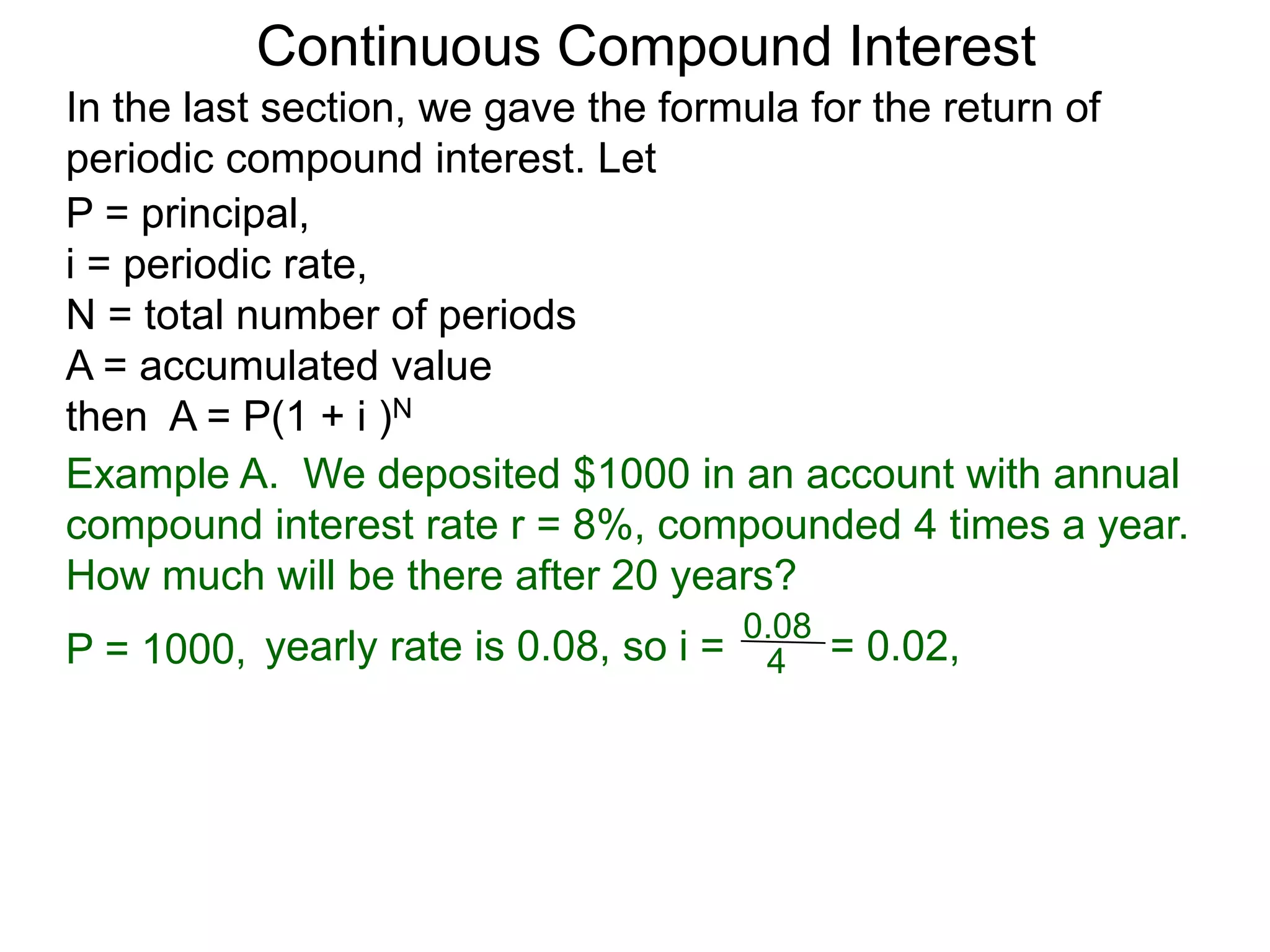 63 continuous compound interest | PPTX