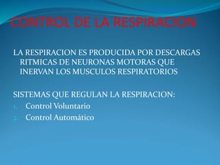 3 CONTROL DE LA RESPIRACION fisiología Darwin | PPT