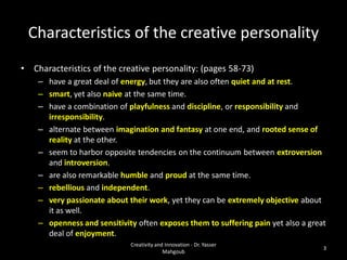 Creativity and Innovation - Personality - الإبداع والابتكار - السمات ...