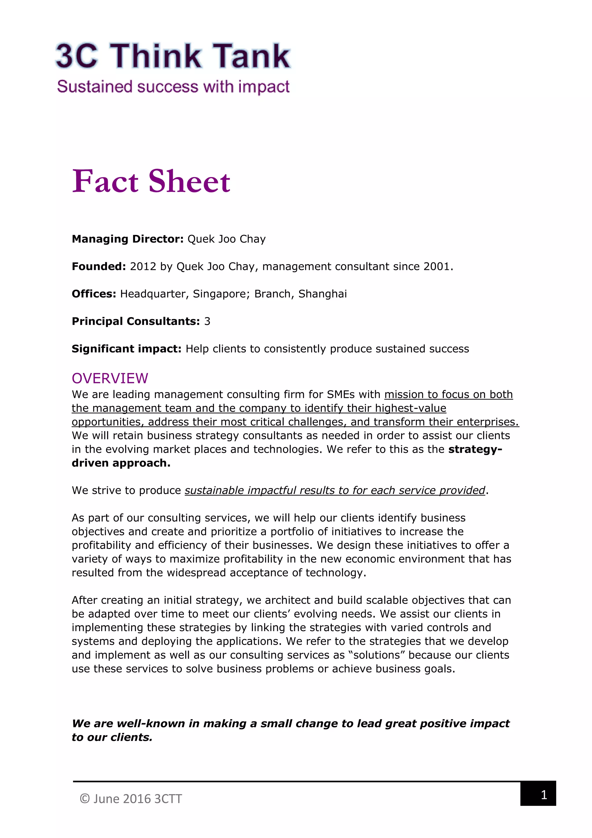 3C Think Tank Factsheet | PDF