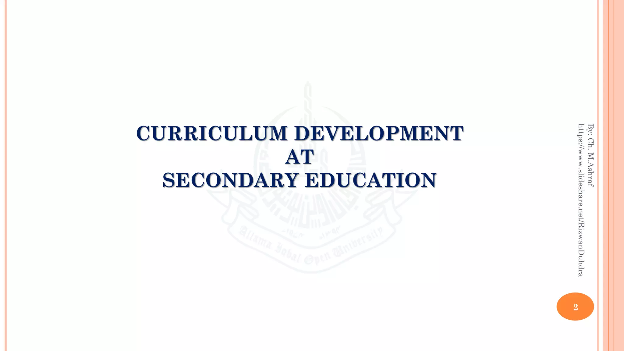CURRICULUM DEVELOPMENT AT SECONDARY EDUCATION | PDF