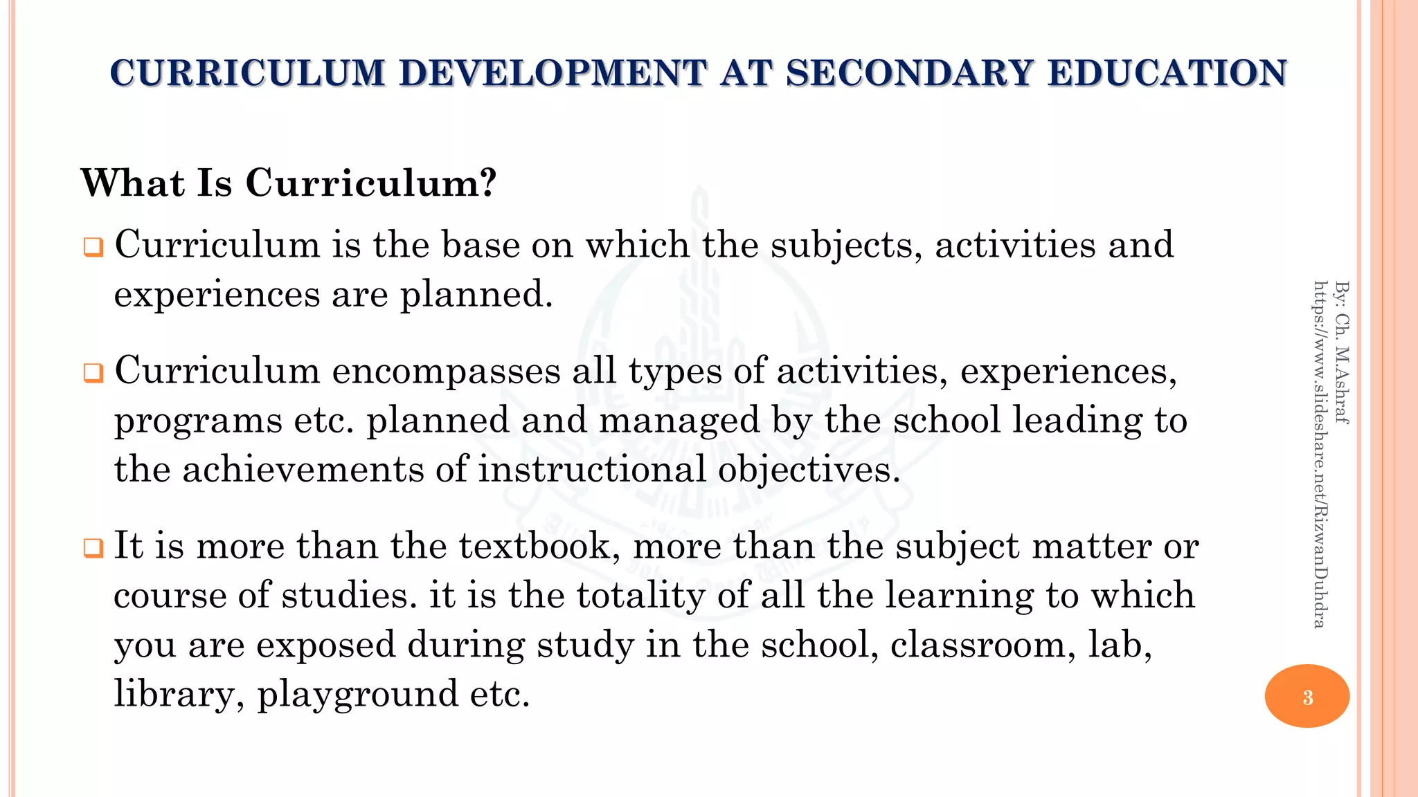 CURRICULUM DEVELOPMENT AT SECONDARY EDUCATION | PDF