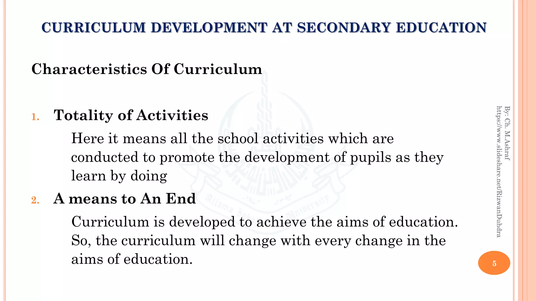 CURRICULUM DEVELOPMENT AT SECONDARY EDUCATION | PDF