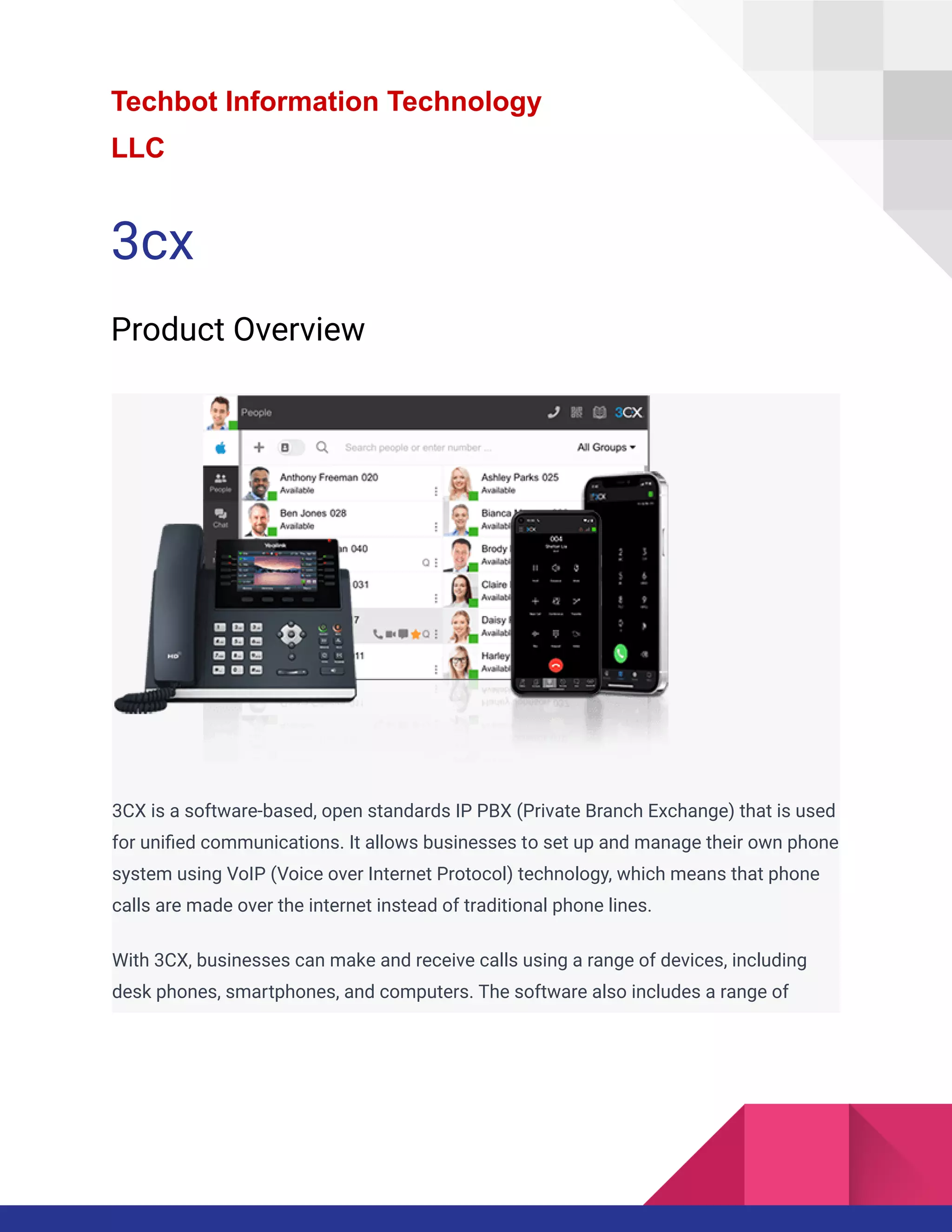 Techbot 3cx Partner - 3cx Features | PDF | Web Conferencing | Computer ...