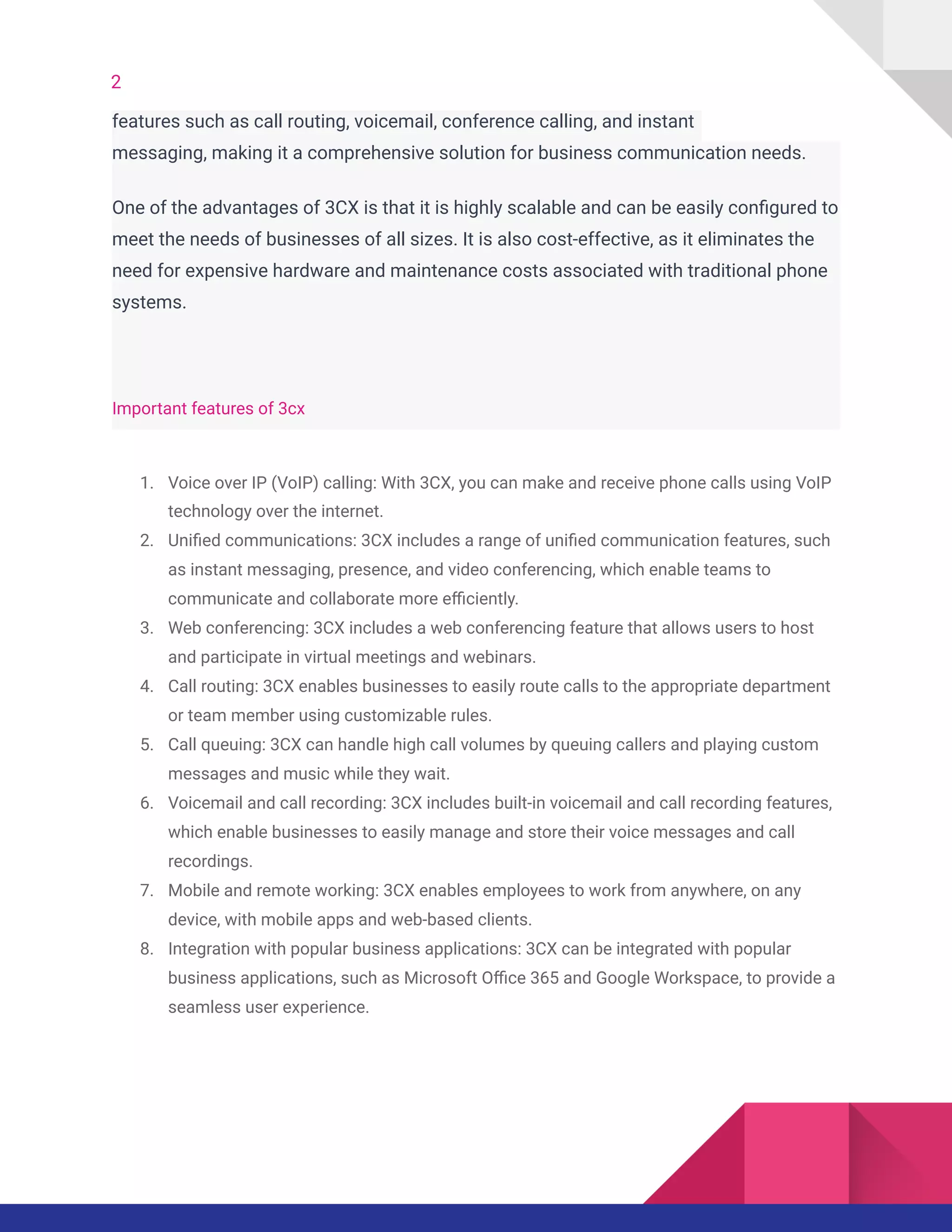 Techbot 3cx Partner - 3cx Features | PDF