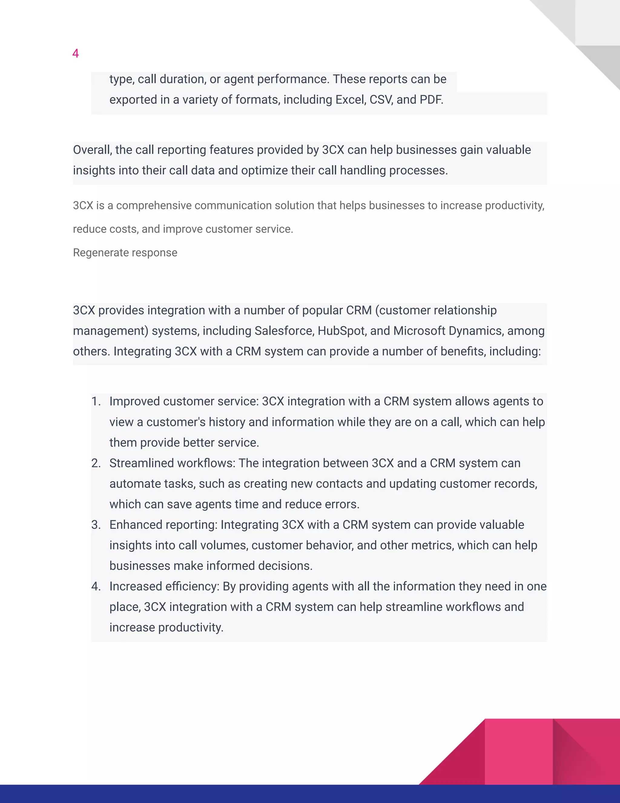 Techbot 3cx Partner - 3cx Features | PDF