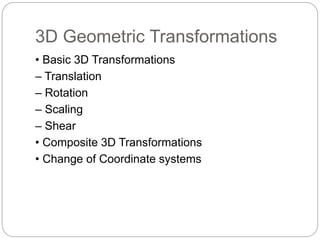 3D transformation and viewing | PPTX