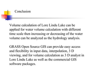 3D Analyst - Lake Lorelindu by GRASS | PPT